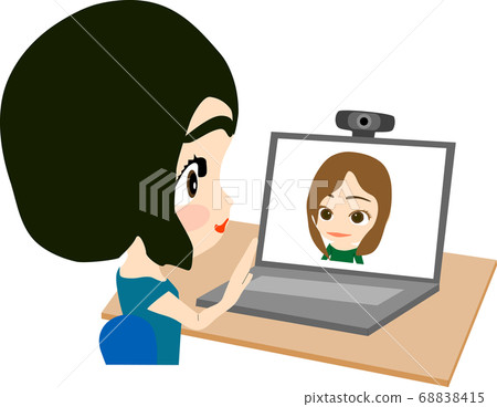 Image material of telework girls call - Stock Illustration [68838415 ...