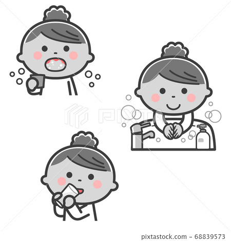 Infectious Disease Prevention/Girls Gargling,... - Stock Illustration ...