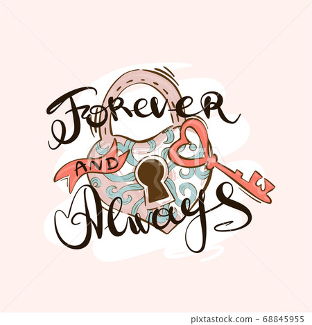 Forever and always handwriting, a beautiful... - Stock Illustration ...