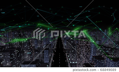 Digital city city network data technology... - Stock Illustration ...