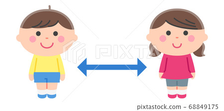Children taking distance/no contour - Stock Illustration [68849175] - PIXTA