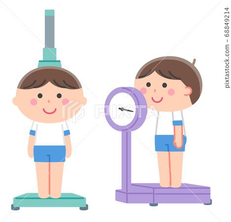 Anthropometry/Boys on height and scales/No contour - Stock Illustration ...