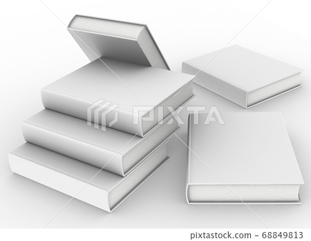 3d, white, books - Stock Illustration [68849813] - PIXTA