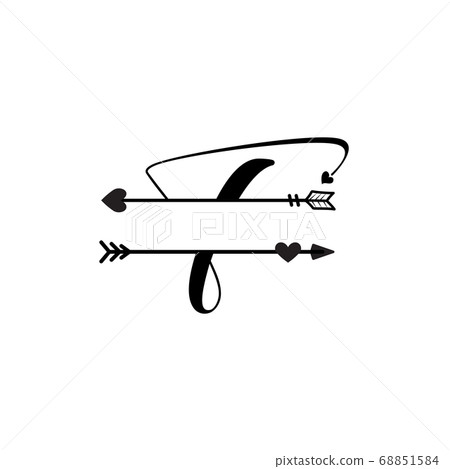 Initial t love monogram split letter vector - Stock Illustration ...