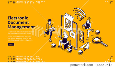 Electronic document management vector banner - Stock Illustration ...