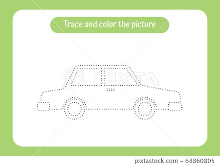 Car. Trace and color the picture. Educational game - Stock Illustration ...