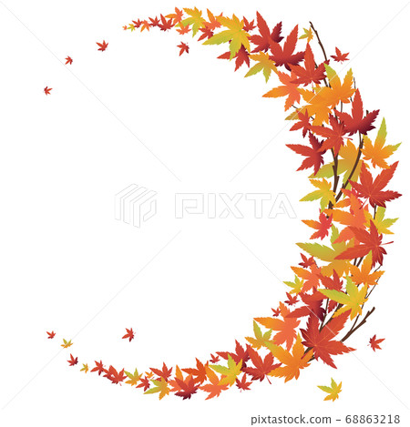 Autumn leaves dancing in the crescent moon - Stock Illustration ...