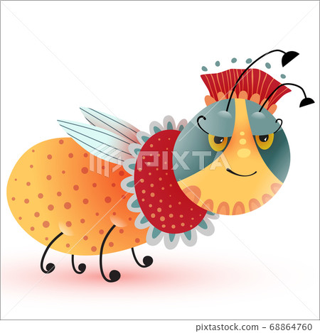Funny insect on white background - Stock Illustration [68864760] - PIXTA