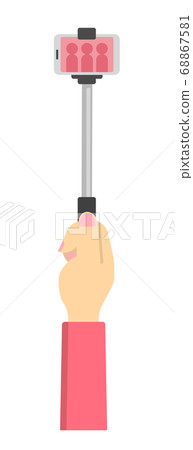 Body part illustration holding a selfie stick... - Stock Illustration ...