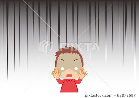 Cartoon style background with shocked little... - Stock Illustration ...