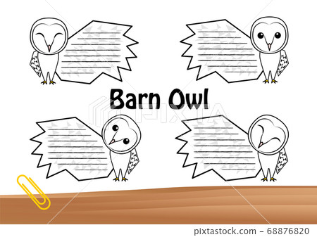 Owl Stylish Barn Owl's Mini Letter Illustration... - Stock Illustration ...