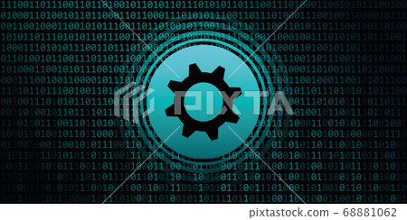 wheel gear symbol on binary code background - Stock Illustration ...