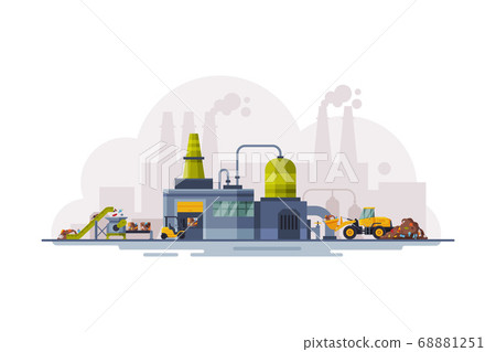 Waste Processing Plant, Garbage Collection,... - Stock Illustration ...