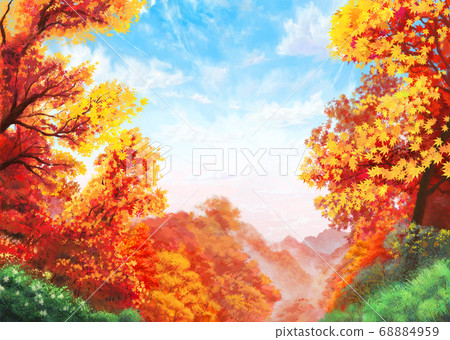 Background of autumn leaves with a margin that... - Stock Illustration ...