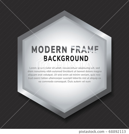 Modern silver hexagon frame mockup on dark - Stock Illustration ...
