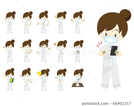 Nurse's whole body pose set - Stock Illustration [68902257] - PIXTA