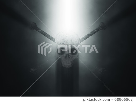 Close-up of abstract skull floating in the dark - Stock Illustration ...