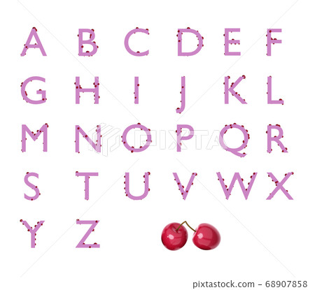 Cherry letters alphabet isolated on a white - Stock Illustration ...