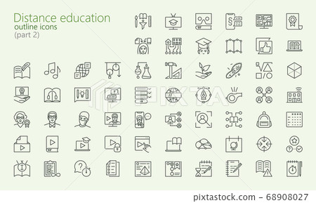 Distance learning outline iconset - Stock Illustration [68908027] - PIXTA