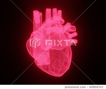 Wireframe mesh system Heart on black background. - Stock Illustration ...