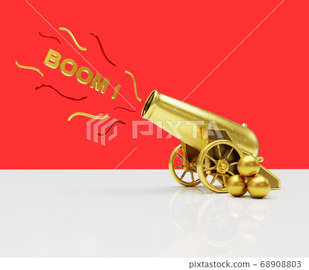 Circus cannon shooting Boom. Vintage gun. Color - Stock Illustration ...