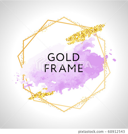 Watercolor lilac purple Logo Design Stroke Golden - Stock Illustration ...