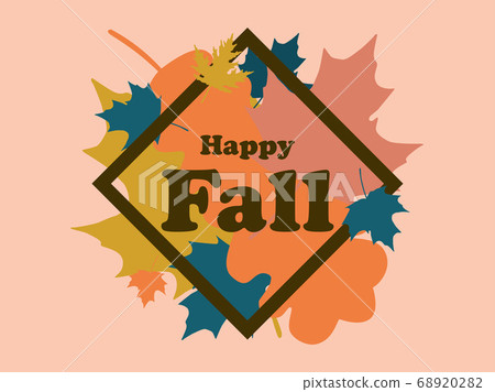 Happy fall. Autumn frame with leaves. Vintage - Stock Illustration ...