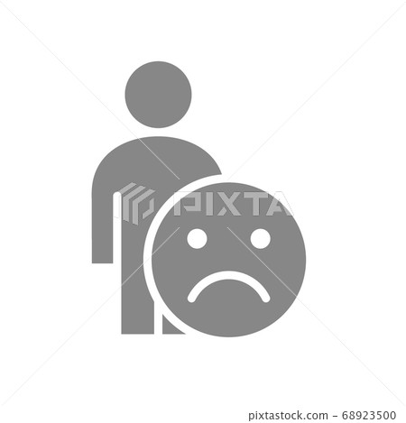 Human with unhappy emotions gray icon. Upset... - Stock Illustration ...