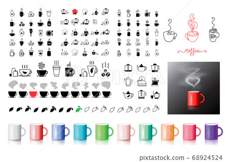Coffee Symbol Icons Collection, Set of Vector - Stock Illustration ...