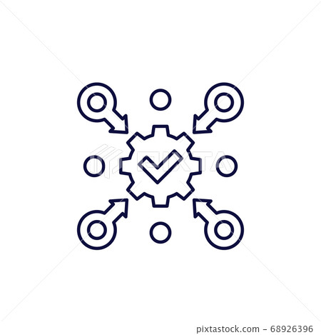Execution, implement and execute line icon - Stock Illustration ...
