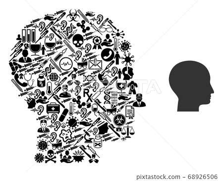 Collage Human Head from Health Icons - Stock Illustration [68926506 ...