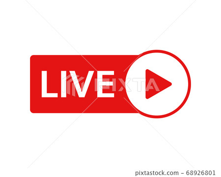 Live icon on white background. Live stream, video, - Stock Illustration ...