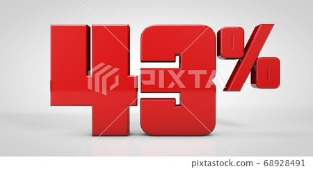 43% red text isolated on white background, 3d... - Stock Illustration ...