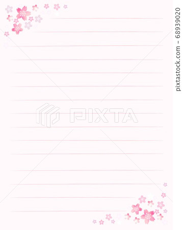 Cherry blossom letter paper horizontal writing... - Stock Illustration ...