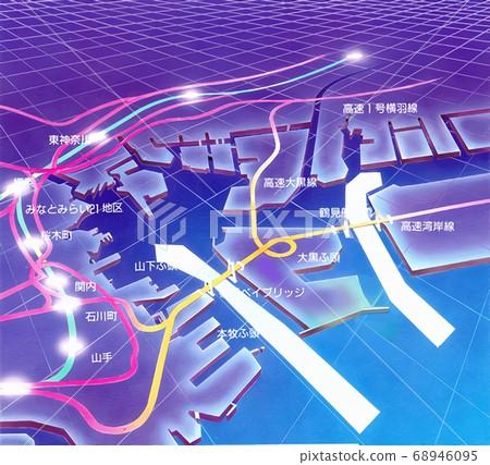 Yokohama Port Wharf approach map and map - Stock Illustration [68946095 ...