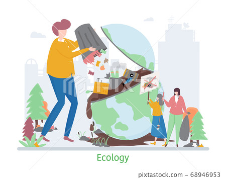Concept of Ecology Problem, flat design vector - Stock Illustration ...