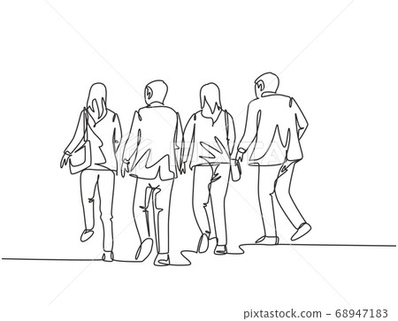 One single line drawing group of male and...-插圖素材 [68947183] - PIXTA圖庫