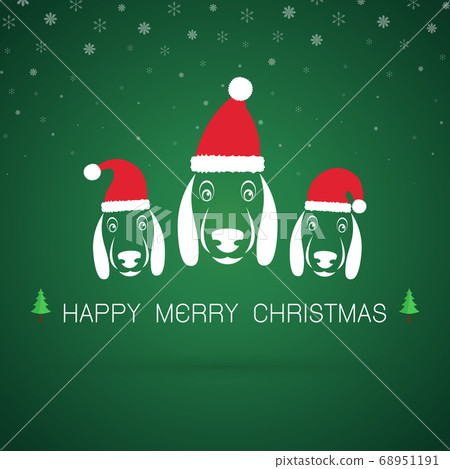 Vector merry christmas greeting dog card.-插圖素材 [68951191] - PIXTA圖庫