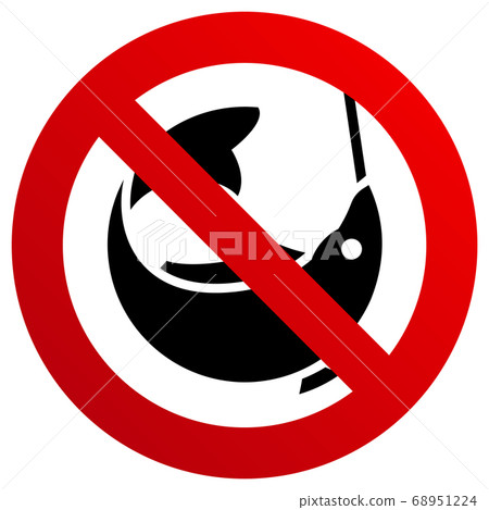 No fishing forbidden sign, modern round sticker, - Stock Illustration ...
