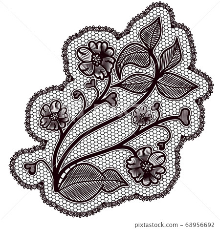 Lace flower. Black lace floral grid pattern - Stock Illustration ...