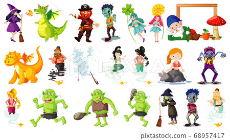 Set of fantasy cartoon characters and fantasy - Stock Illustration ...