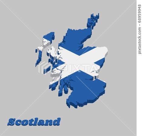 3d Map outline and flag of Scotland, - Stock Illustration [68959948 ...