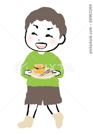 Boy carrying a plate - Stock Illustration [68963269] - PIXTA