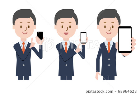 Business man operating a smartphone, person - Stock Illustration ...