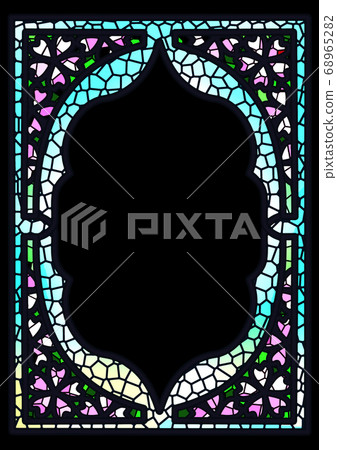 Cherry stained glass style frame vertical 6 black - Stock Illustration ...