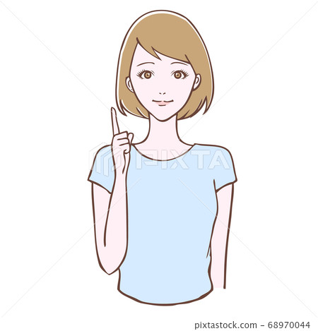 Young female pointing pose - Stock Illustration [68970044] - PIXTA