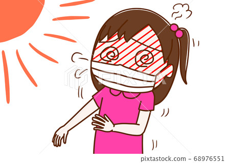 A girl who is likely to collapse due to heat... - Stock Illustration ...