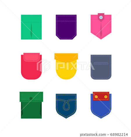 Cartoon Color Different Pockets Icons Set. Vector - Stock Illustration ...
