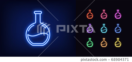 Neon beaker icon. Glowing neon lab sign, clinical - Stock Illustration ...