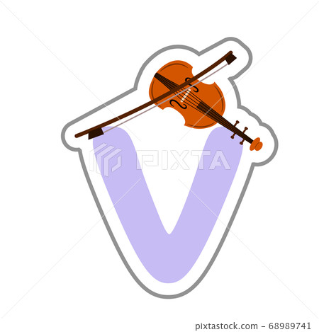V Violin Cute alphabet Decorative letters... - Stock Illustration ...